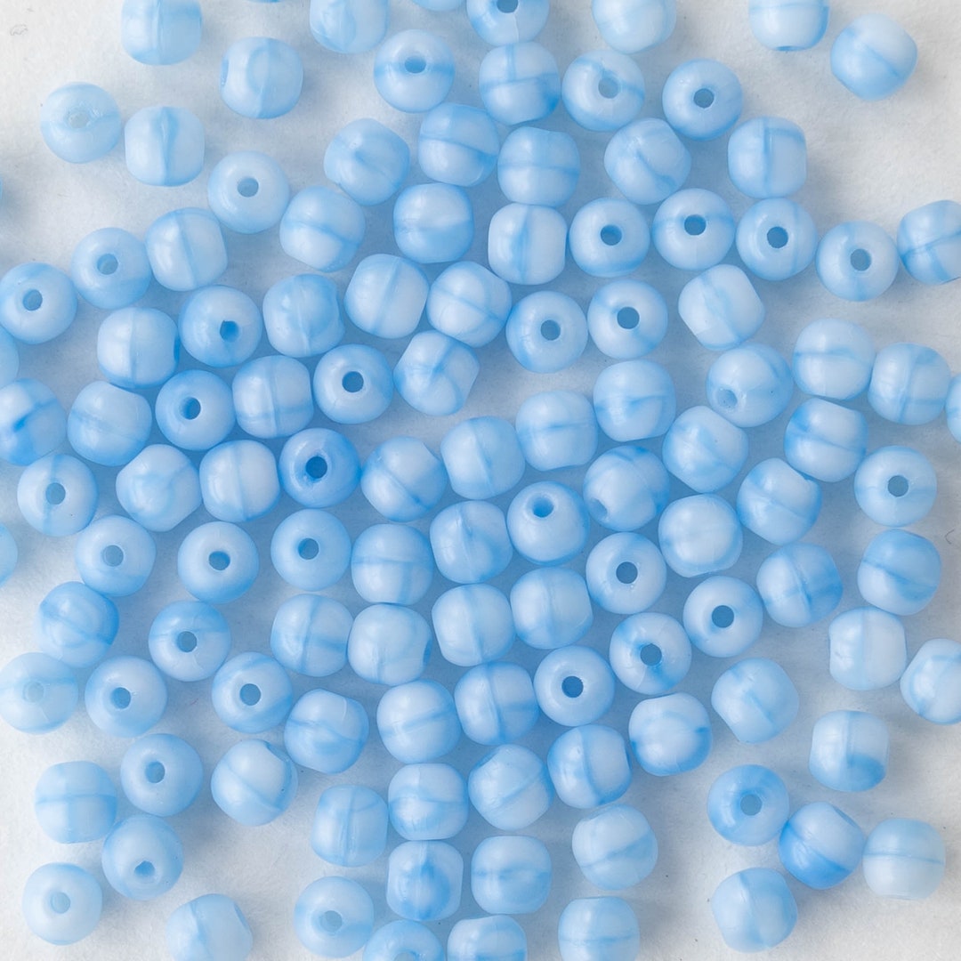 120 3mm Round Glass Beads 3mm Druk Beads Czech Glass Beads Light Blue ...