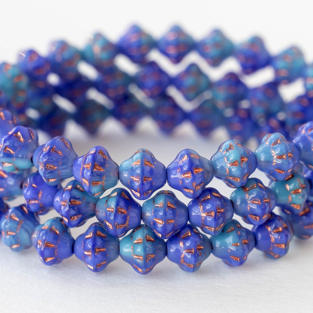 25 - 6mm Glass Saturn Beads - Czech Glass Beads - Opaque Aqua ...