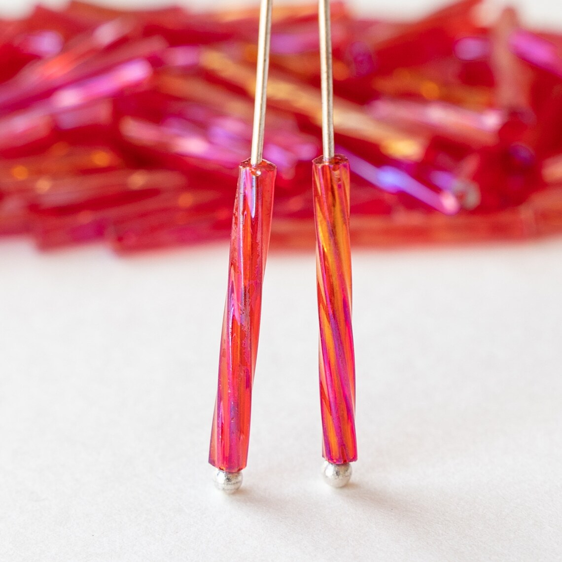 15mm Twisted Bugle Beads Twisted Tube Czech Glass Beads - Etsy