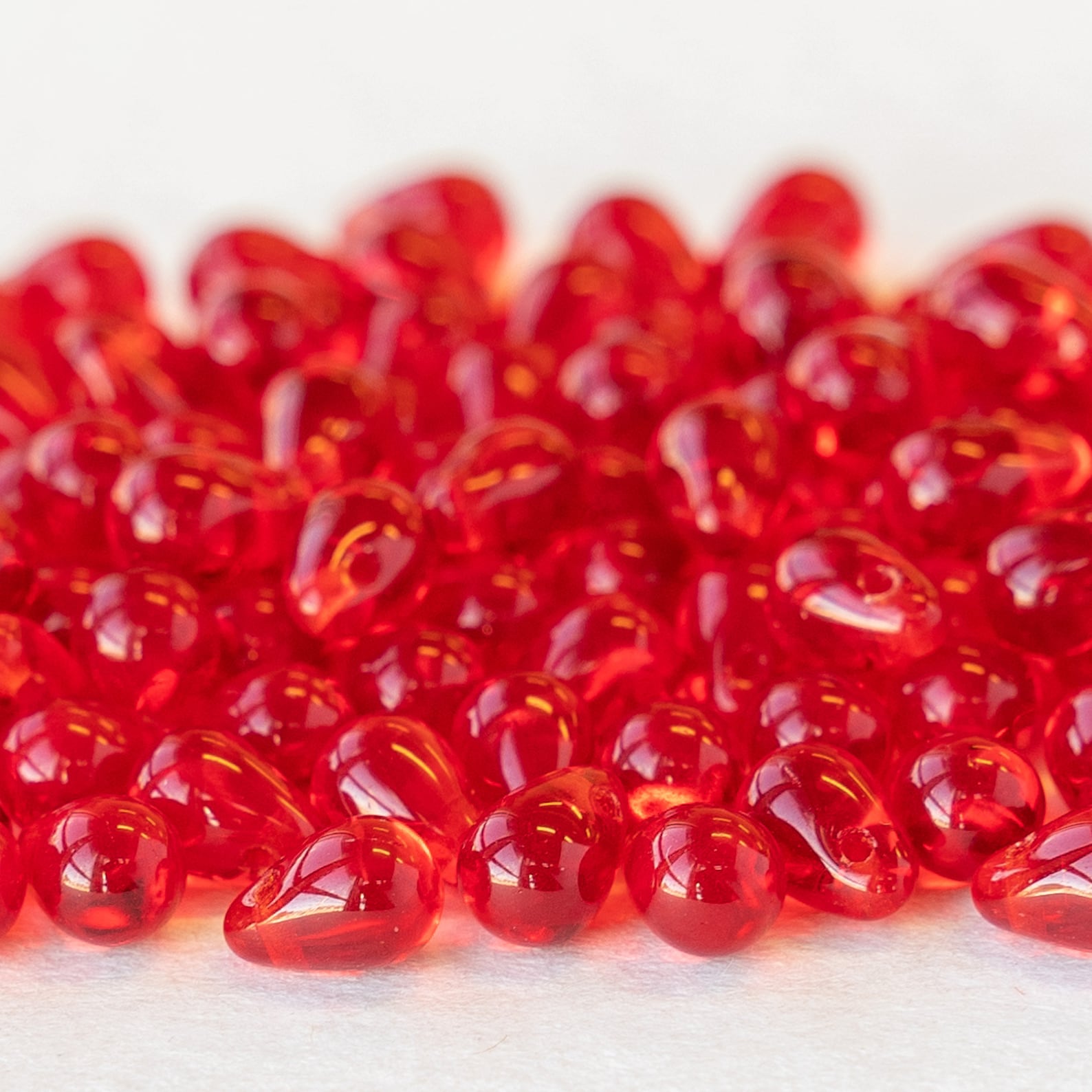 4x6 Red Teardrop Beads Czech Glass Beads Fringe Beads - Etsy