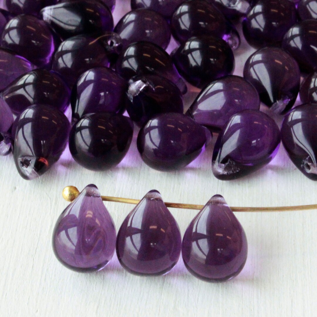 12 or 24 10x14mm Teardrop Beads Czech Glass Beads for Jewelry Making ...