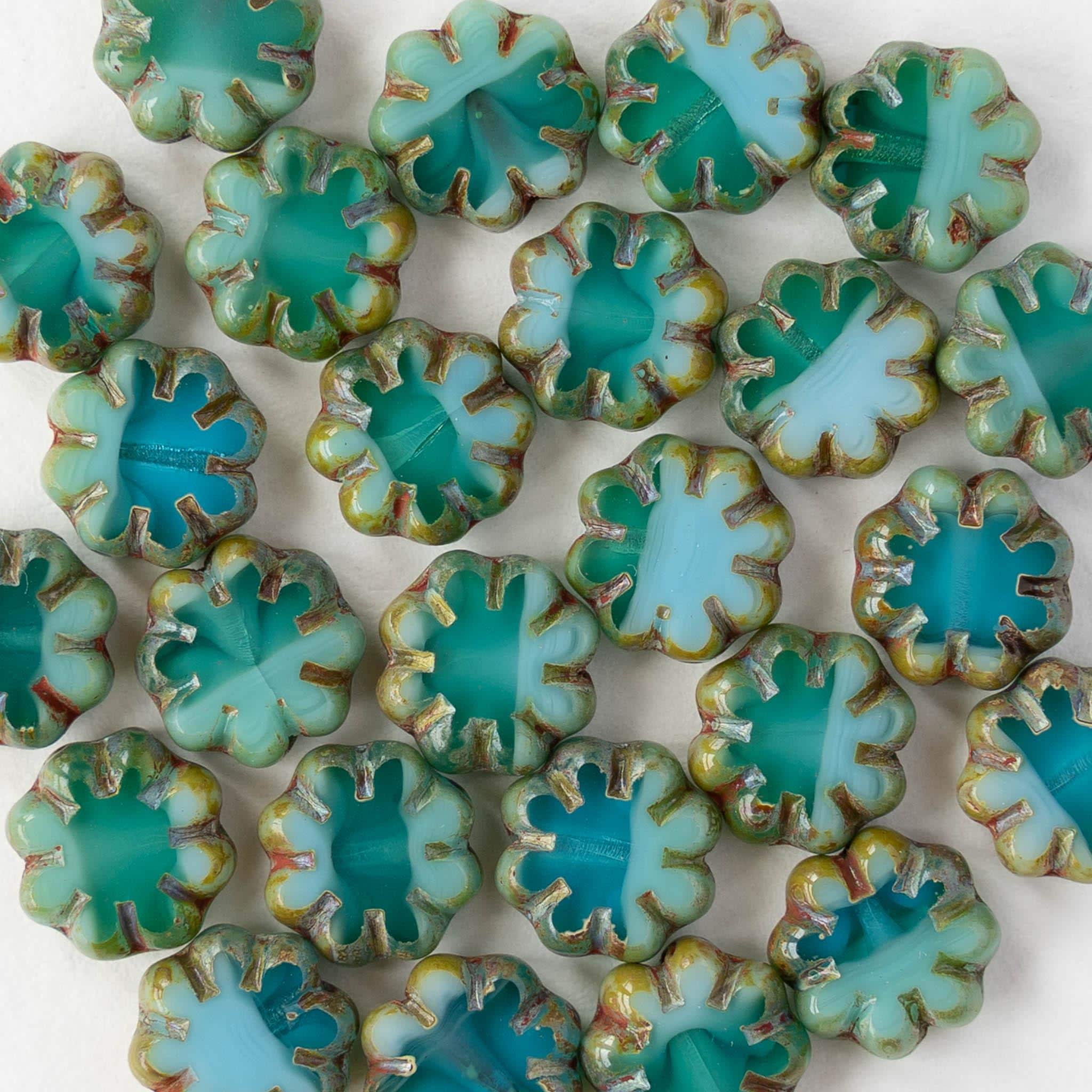 10 - 9mm Table Cut Glass Cactus Flower Beads - Czech Glass Beads ...