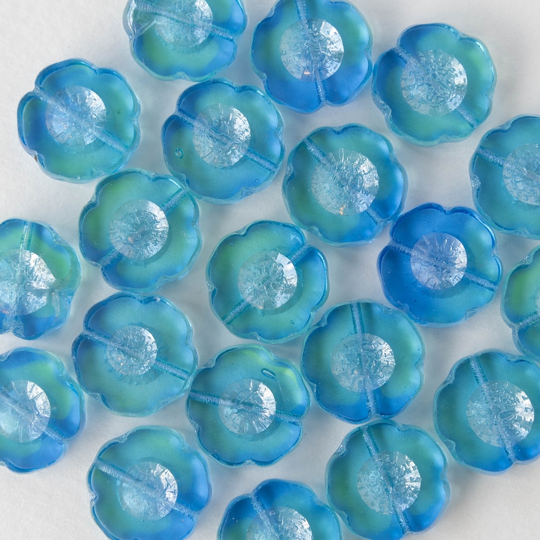 14mm Glass Flower Beads Jewelry Making Czech Glass Beads 14mm Hawaiian