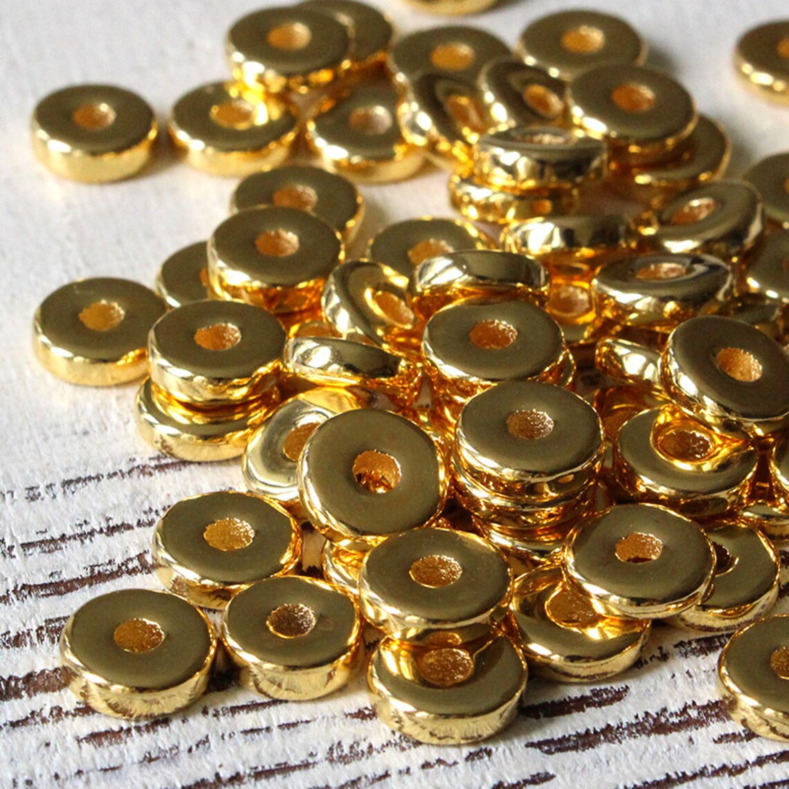 8mm Round Gold Washer Beads 24K Gold Mykonos Ceramic Beads - Etsy