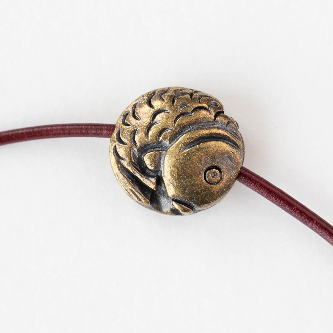 16mm Koi Coin Beads - Mykonos Metal Beads - Antiqued Brass - 2 or 6 ...