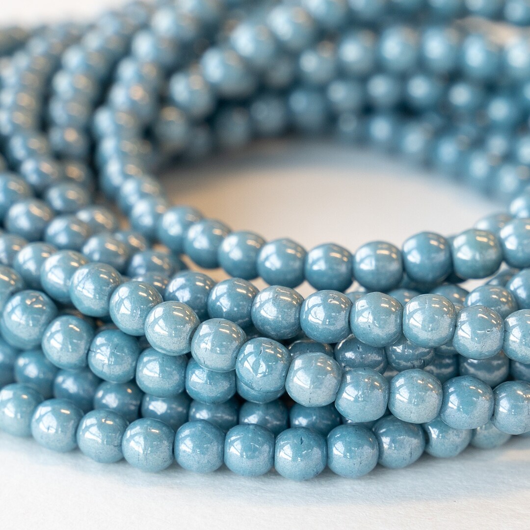 4mm Round Beads for Jewelry Making - 4mm Druk Beads - Light Blue Luster ...