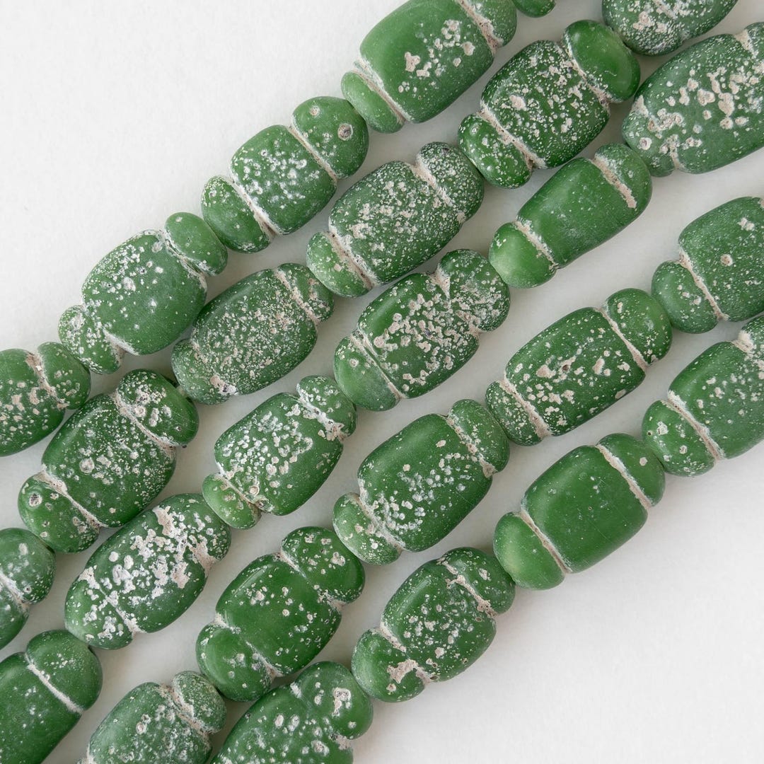 Glass Pompeii Bottle Java Beads - Green - Whole or Half Strand - Etsy