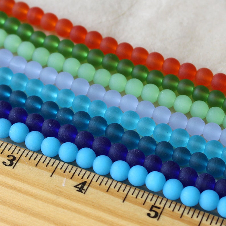 6mm Round Sea Glass Beads Jewelry Making Supply Frosted Etsy