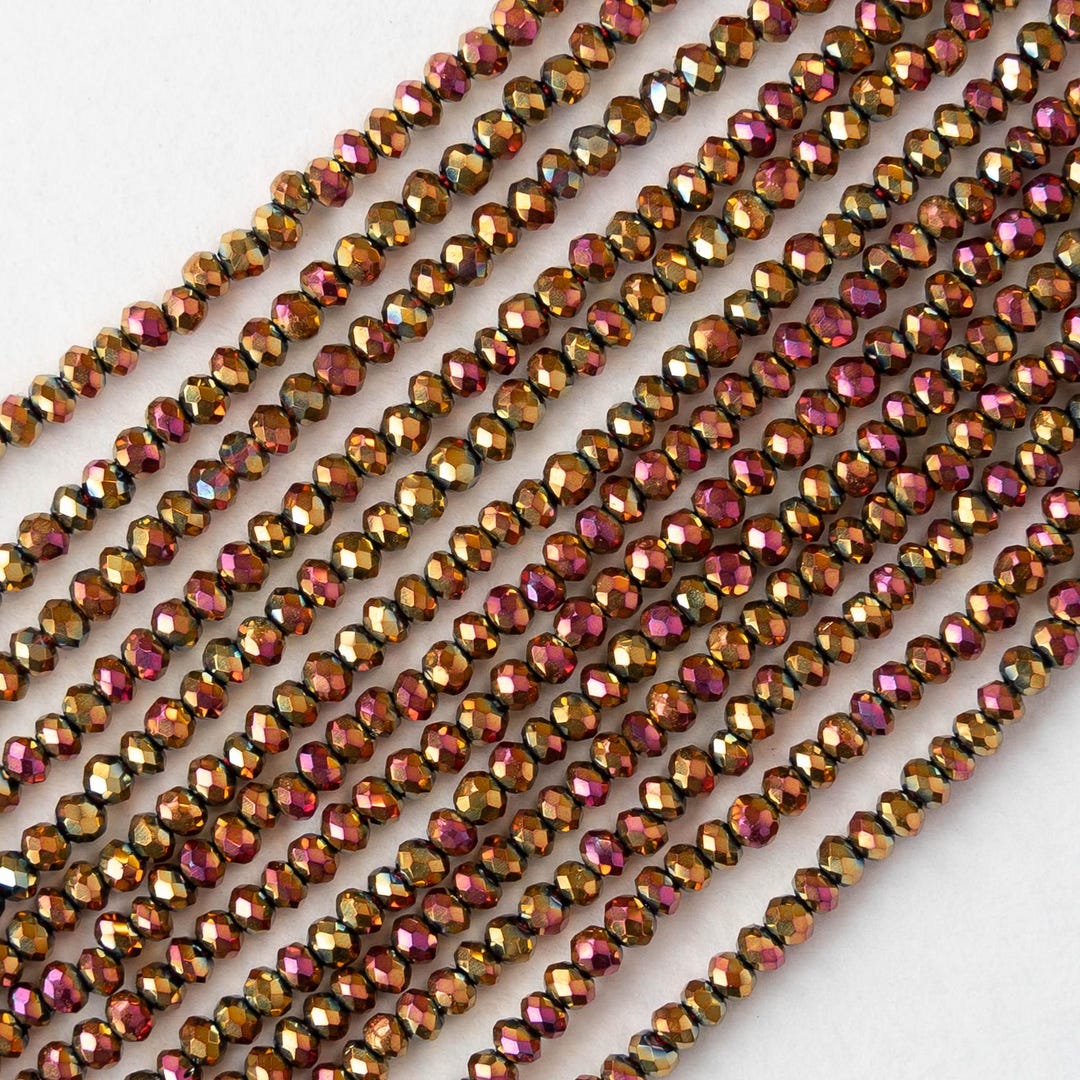 2mm Faceted Rondelles - Gold Pink Iris - 15 Inch Strand ~200 Beads - Etsy