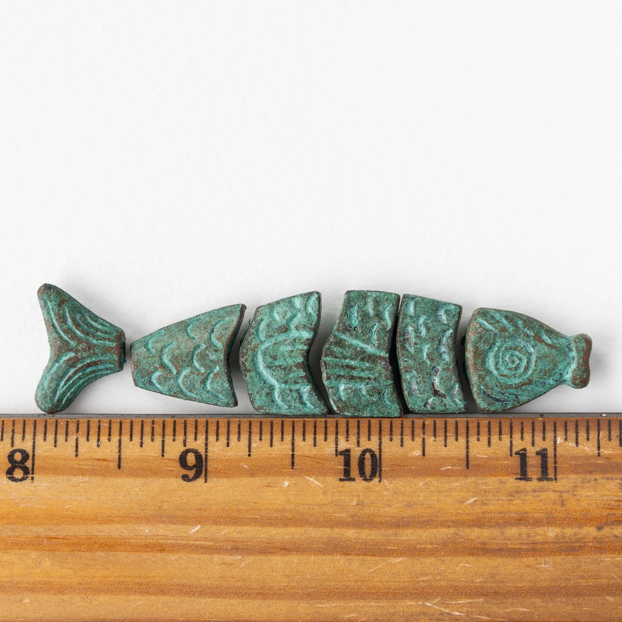 80mm Mykonos Metal Segmented Worry Fish Bead - Copper Patina - 1 Fish ...