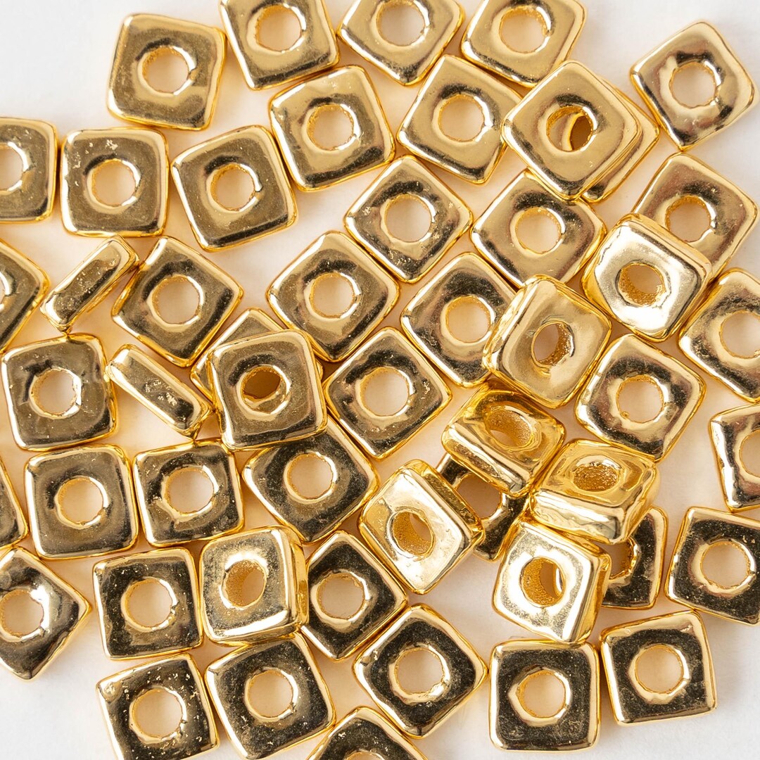 6mm 24K Gold Coated Ceramic Tile Beads - Gold - 10 or 30 Beads - Etsy