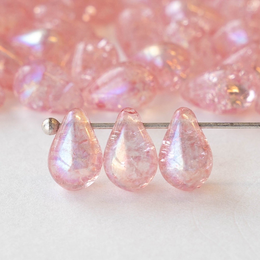 50 6x9mm Smooth Glass Teardrop Beads Czech Glass Tear Drop Smooth ...