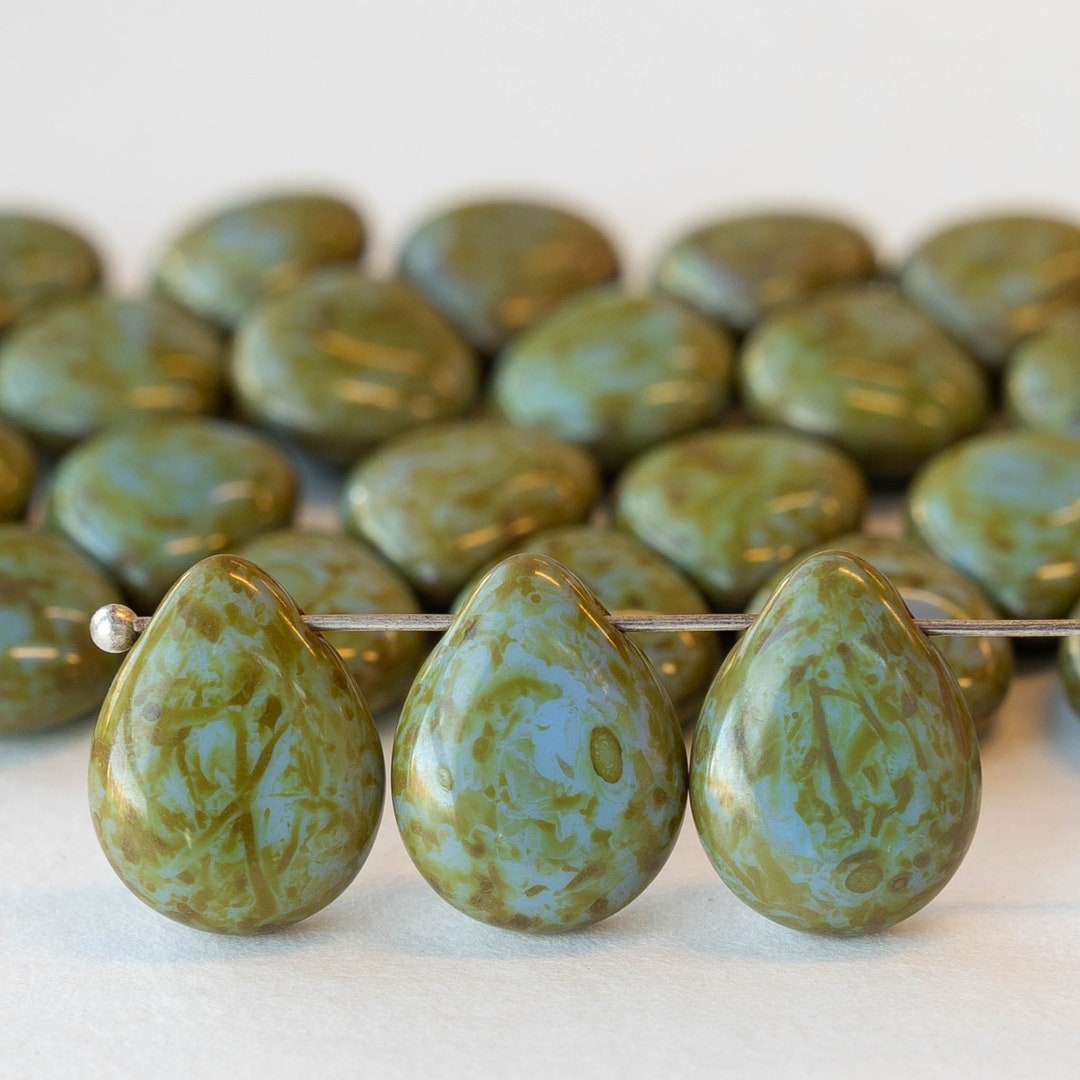 25 Large Teardrop Beads for Jewelry Making Flat Teardrop Beads Smooth ...