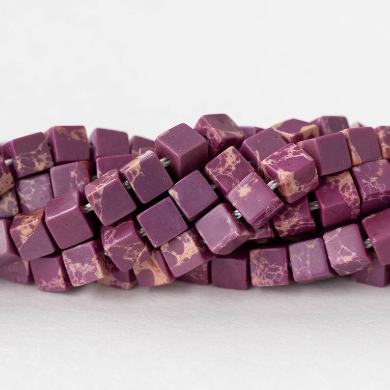 4mm Impression Jasper Cube Beads - Purple ~45 Beads - Etsy