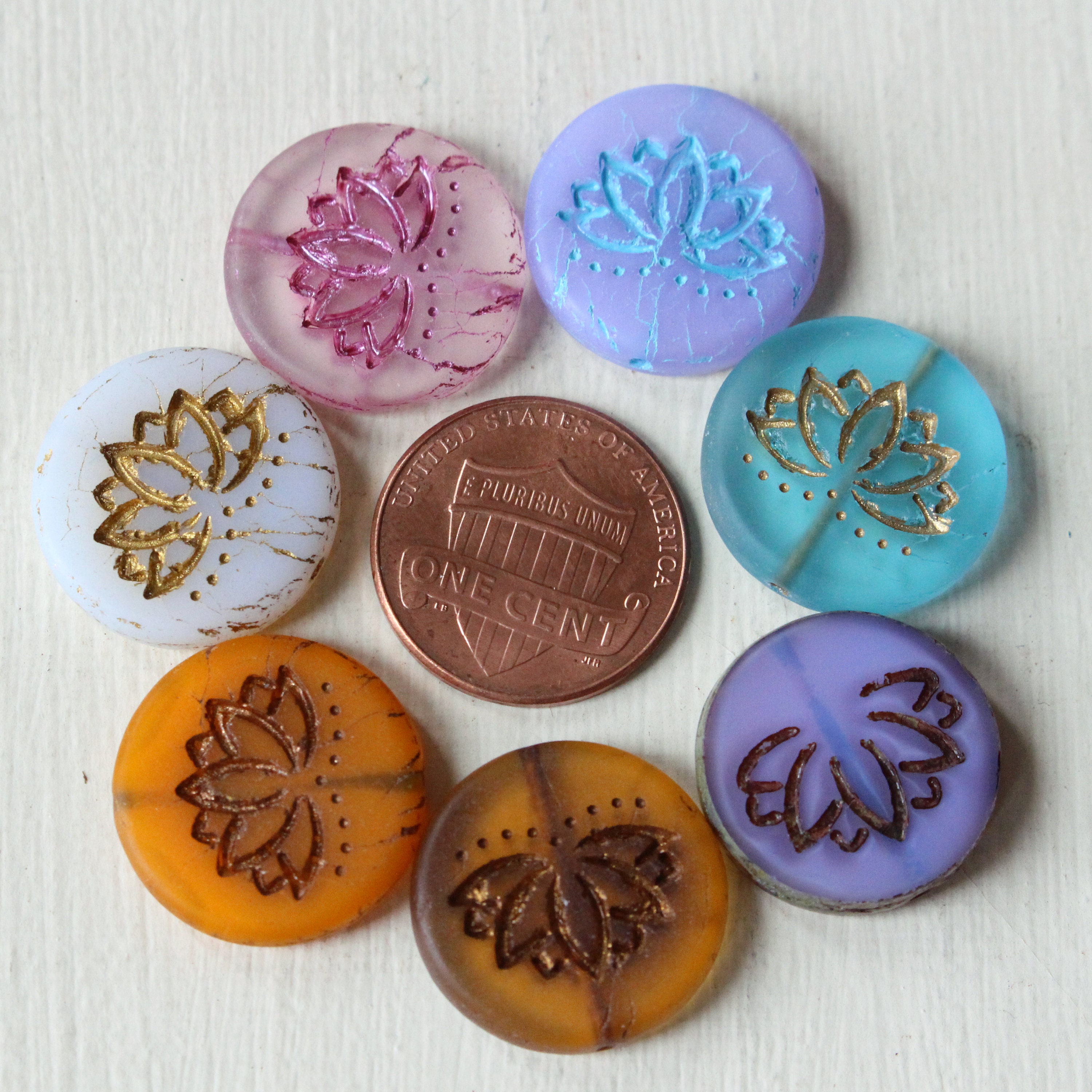 Lotus Flower Beads Lotus Flower Coin Beads Czech Glass | Etsy