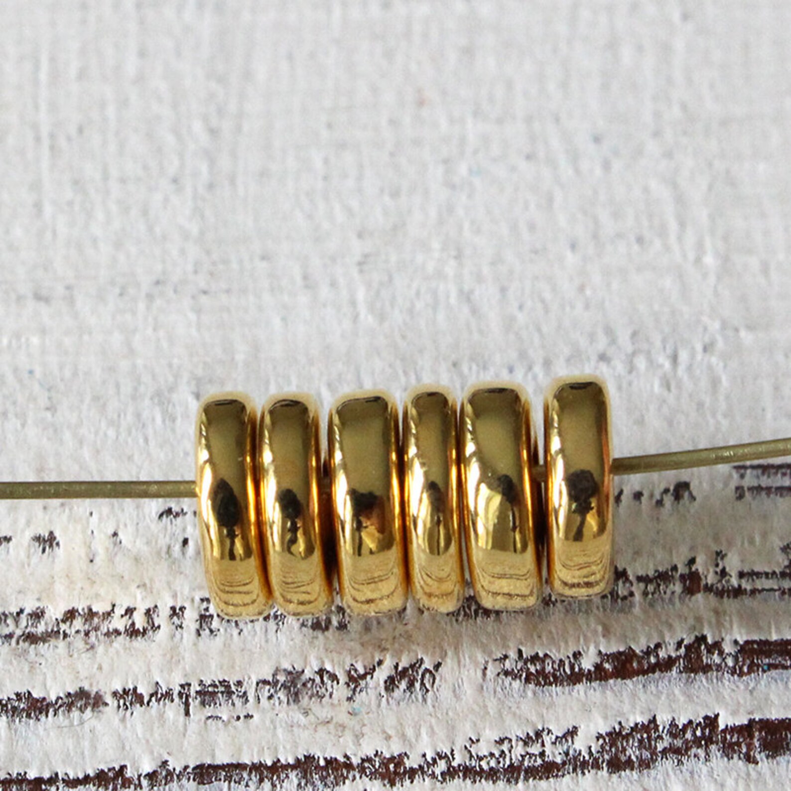 8mm Round Gold Washer Beads 24K Gold Mykonos Ceramic Beads - Etsy