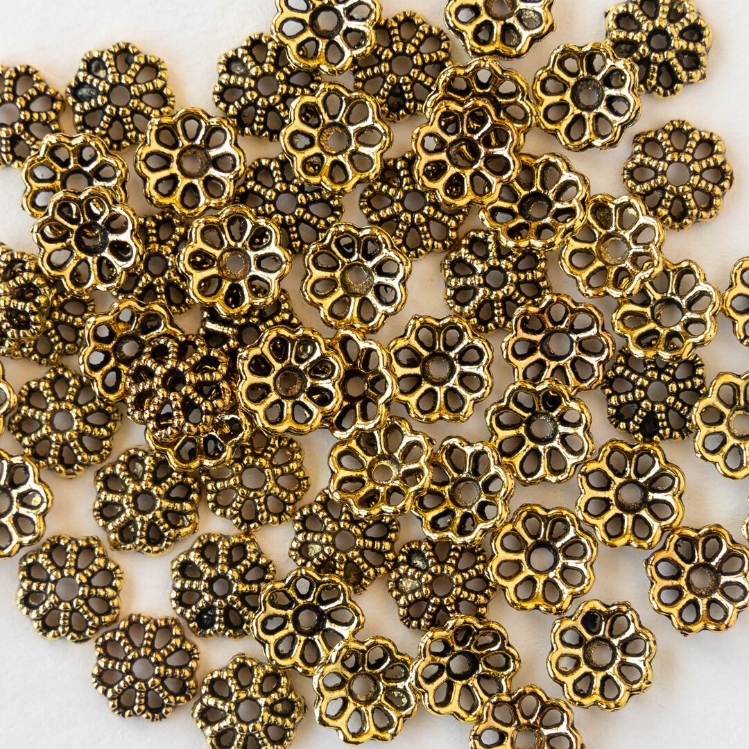 30 - 8mm Metal Flower Bead Caps - Gold Plated Brass - 30 Pieces - Etsy