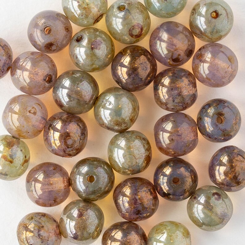 30 - 6mm Round Beads for Jewelry Making - Czech Glass Beads - Druk ...
