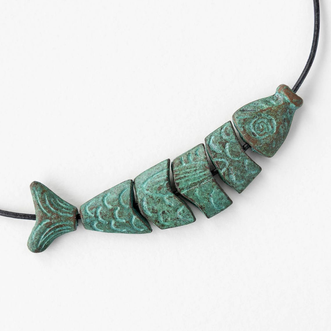 80mm Mykonos Metal Segmented Worry Fish Bead - Copper Patina - 1 Fish ...