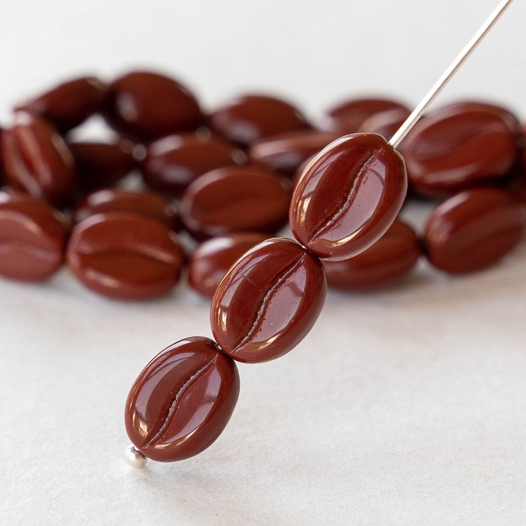 Coffee Bean Beads! - Czech Glass Beads - Cinnamon Brown Opaque - 12 ...