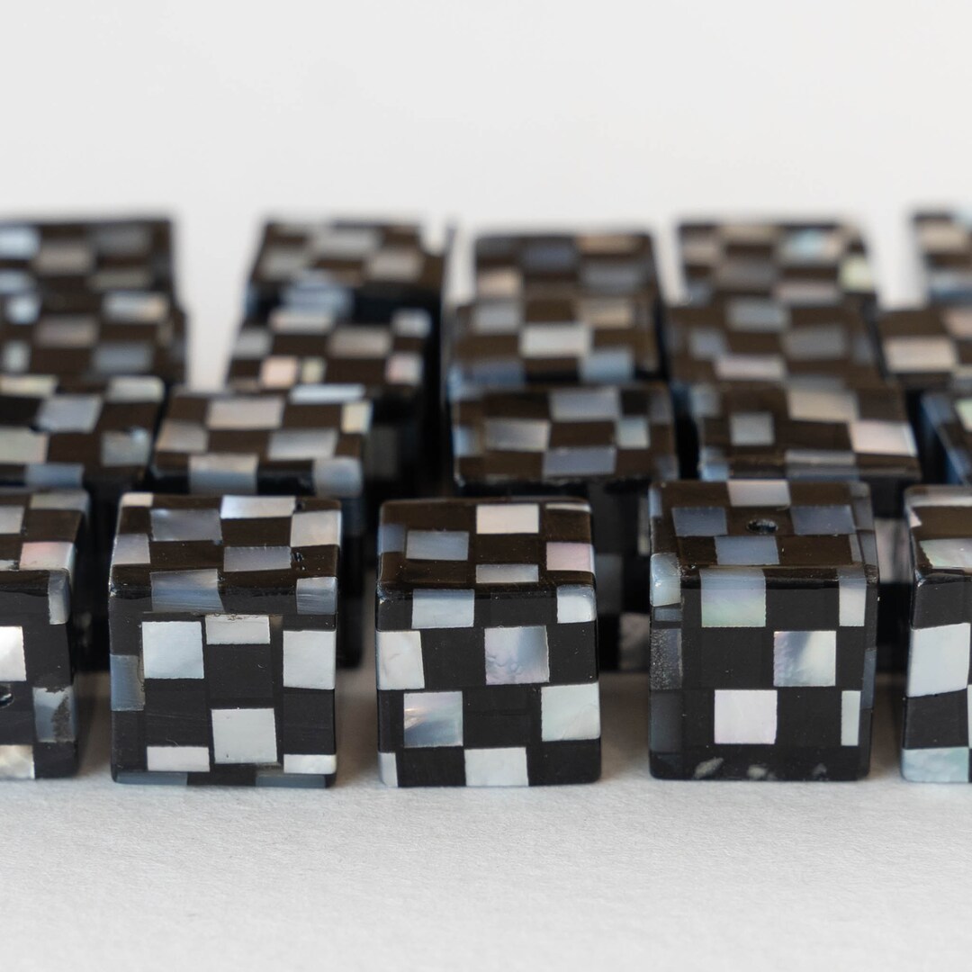 Mother of Pearl Mosaic Cube Beads - Dice - 2 Cubes - Etsy