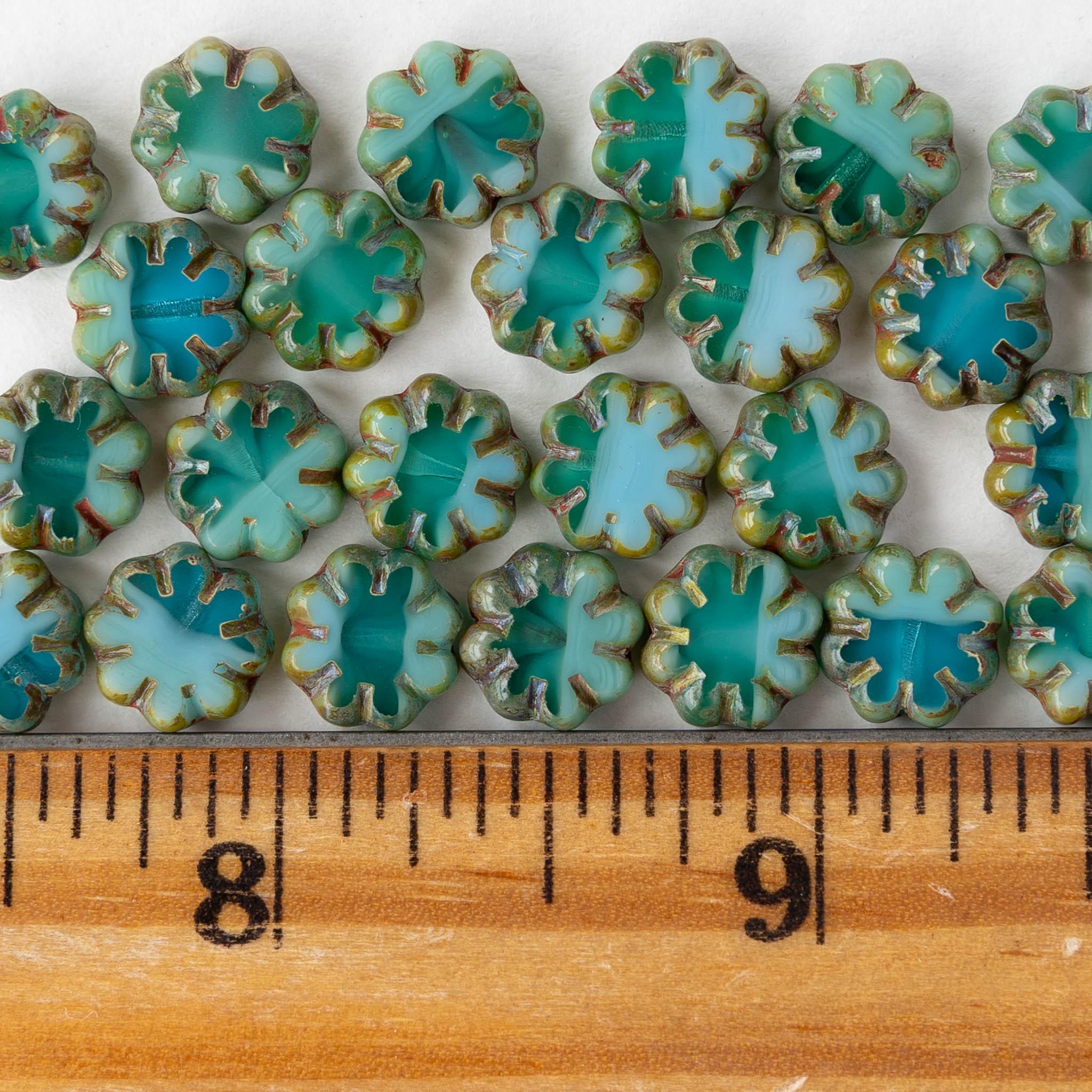 10 - 9mm Table Cut Glass Cactus Flower Beads - Czech Glass Beads ...