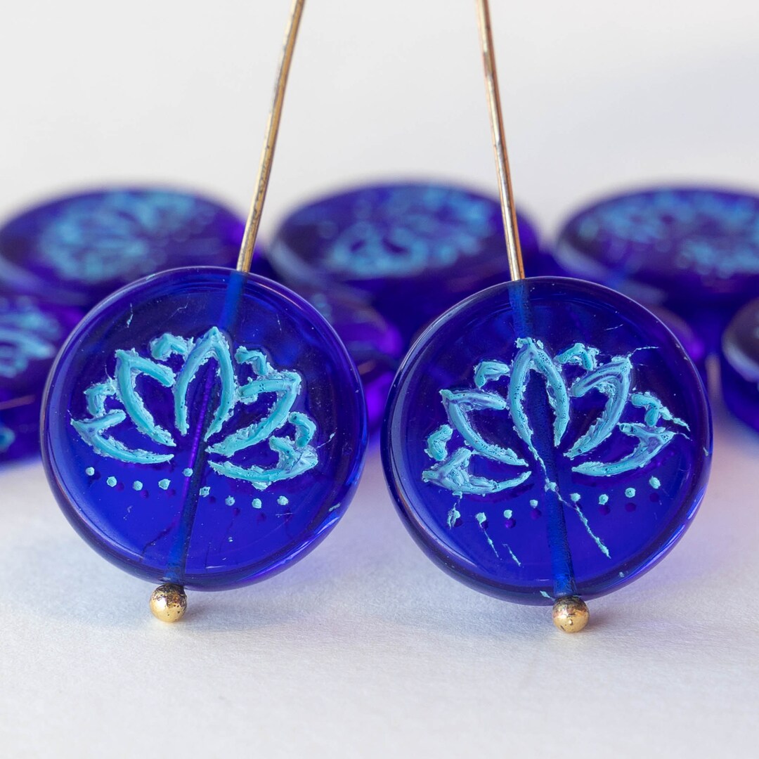 Lotus Flower Coin Beads - Czech Glass Beads for Jewelry Making - Yoga ...