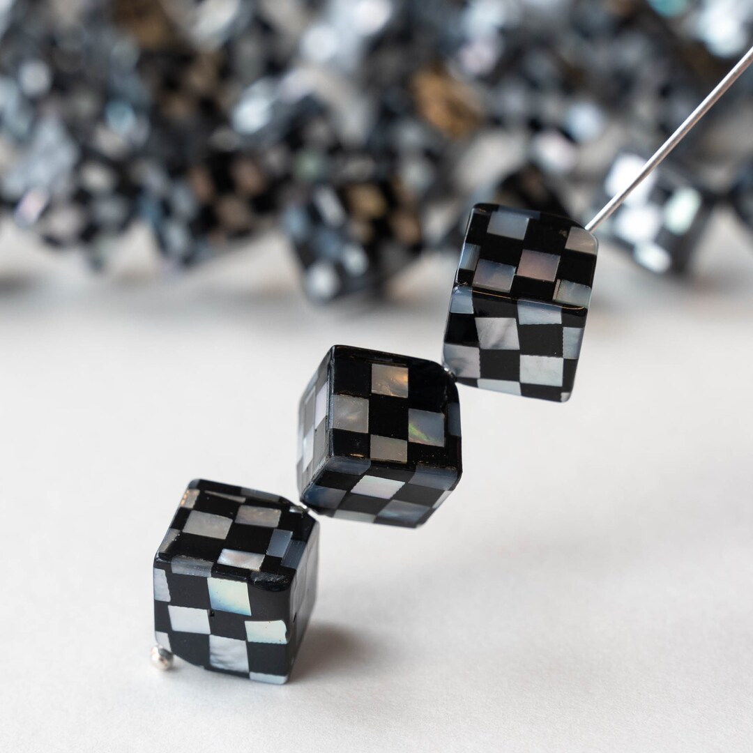 Mother of Pearl Mosaic Cube Beads - Dice - Corner to Corner Cut - 2 ...