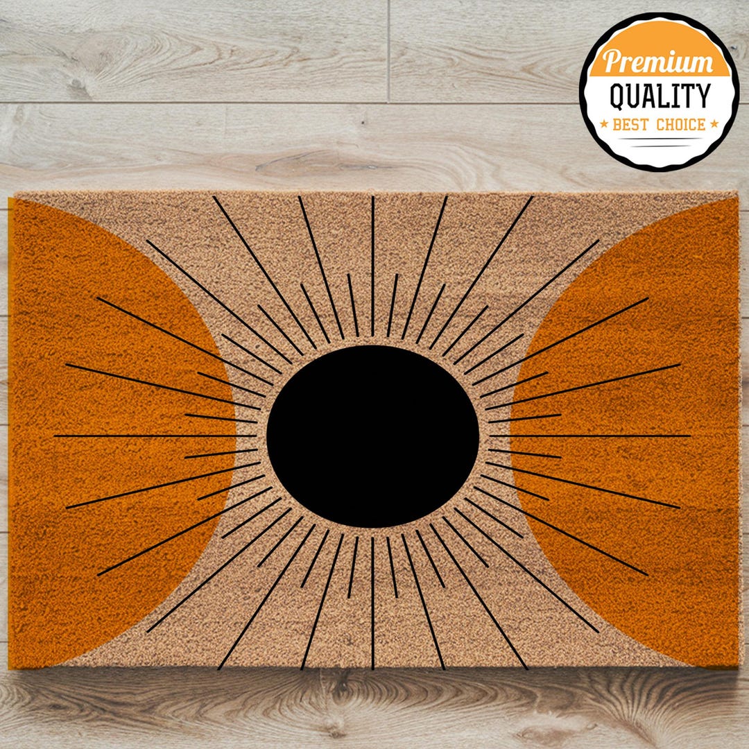 Boho Sunburst Doormat, Natural Fiber Entrance Mat, Vintage Welcome Mat ...