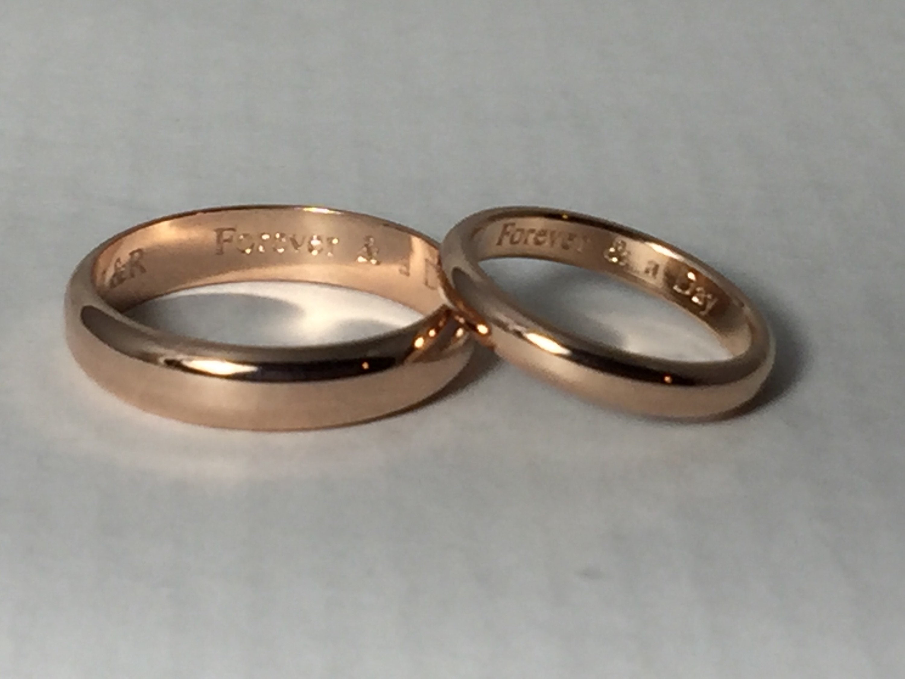 Half Round Wedding Ring Set Wedding Bands Rose Gold Yellow | Etsy