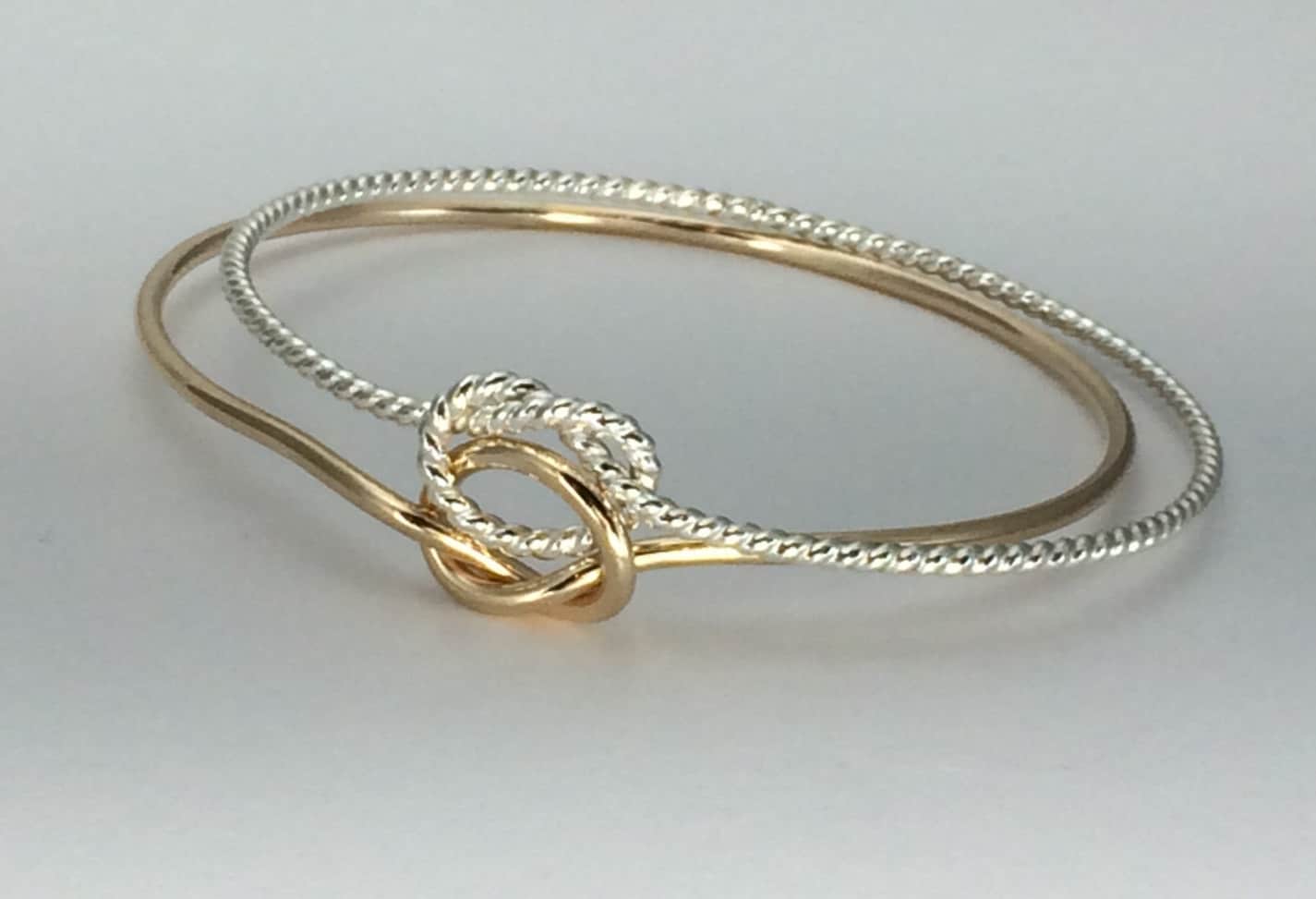 Twisted Double Knot Bangle Bracelet Gold and Silver - Etsy