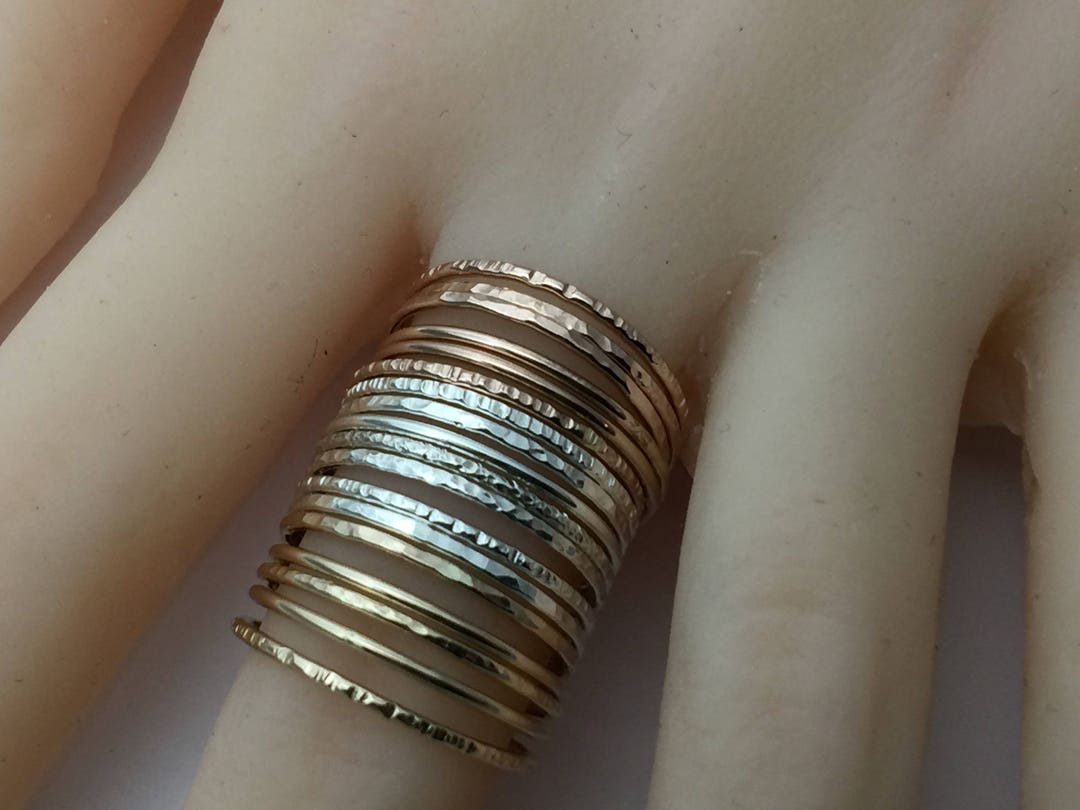 Thin Stacking Rings, Stackable Bands in Silver Gold and Rose - Etsy