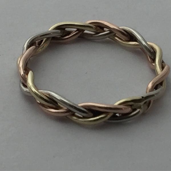 Tricolor Braided Wedding Band - Etsy