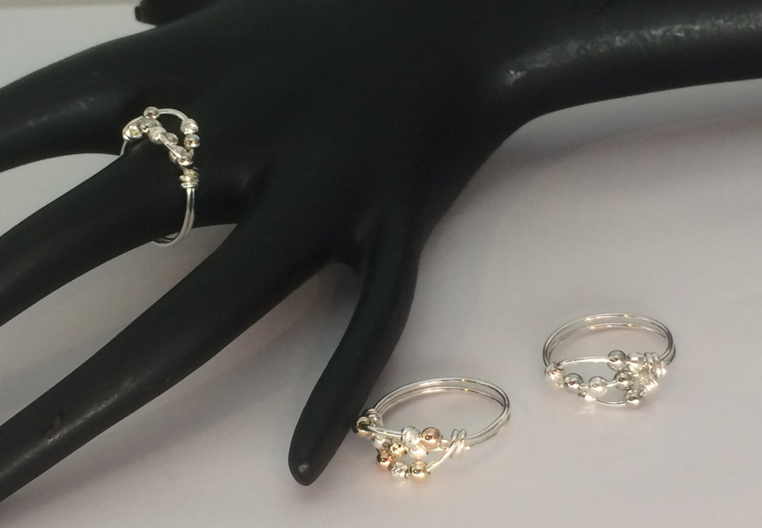 Worry Ring Worry Beads Ring 18g Band 3mm Beads Sterling - Etsy