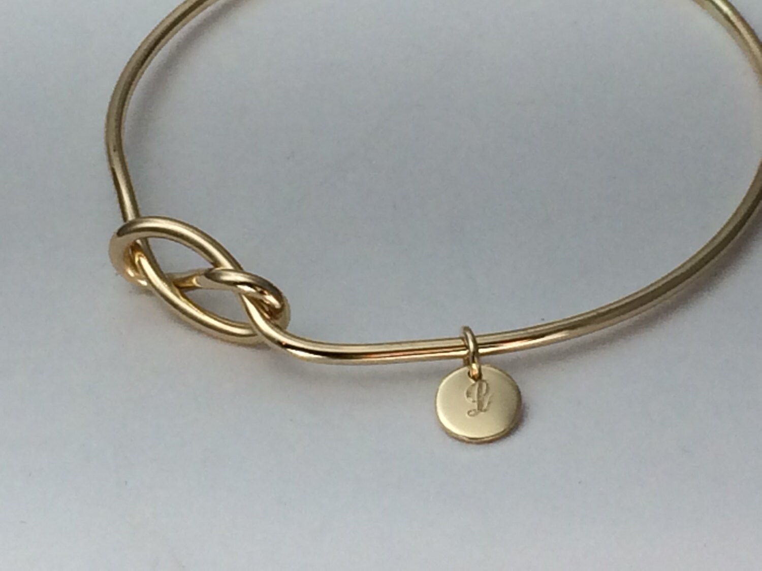 Infinity Knot Bangle Bracelet Engraved Charm Yellow or Rose - Etsy