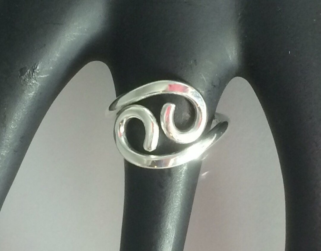 Cancer Sign Ring, Statement, Large and Chunky, Swirl Design, Argentium ...