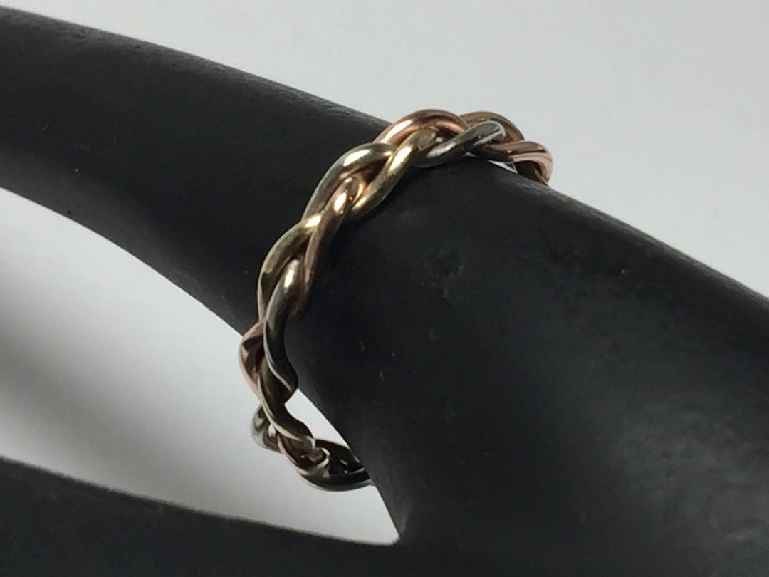 14kt Solid Gold Braid Ring: Tri-color Rose, Yellow, White Gold - Etsy