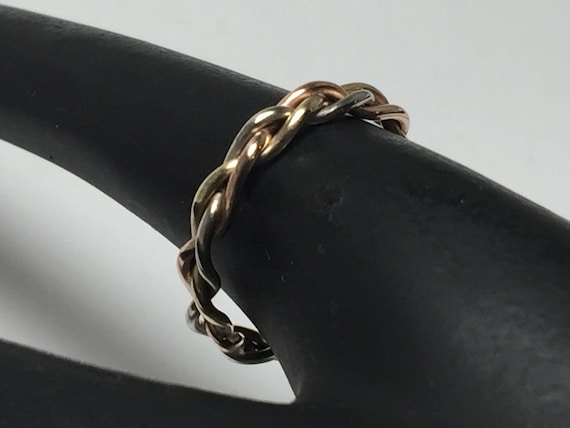 14kt Solid Gold Braid Ring Tri Color Braid Ring Rose Gold - Etsy