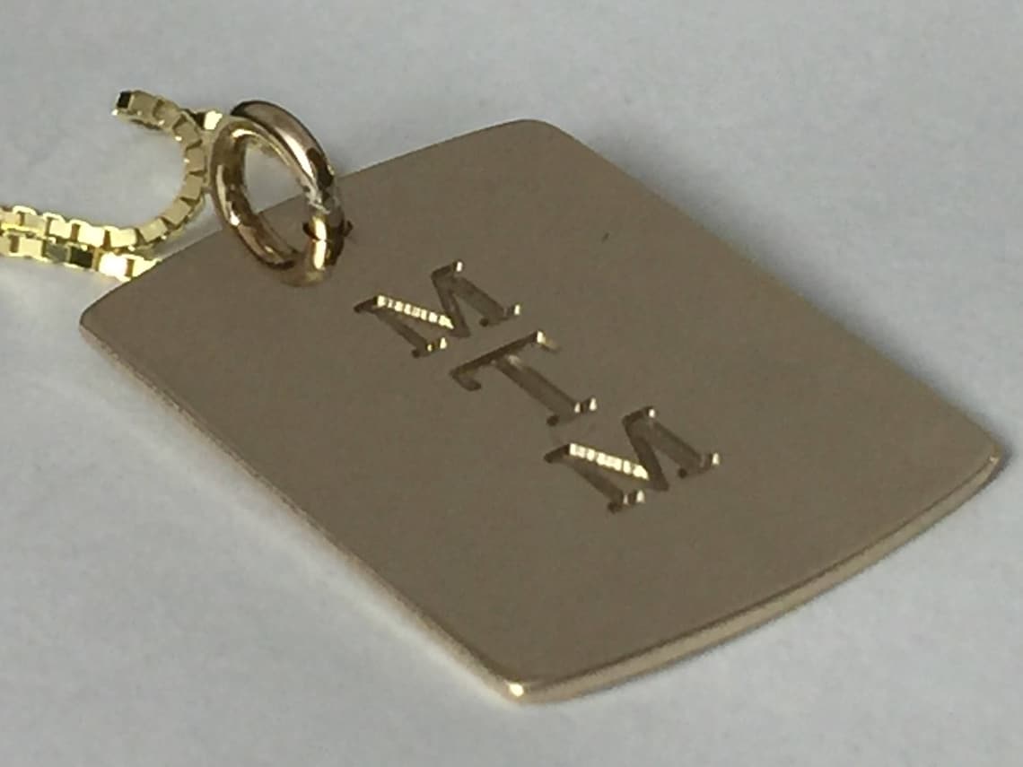 Dog Tag Mens Pendant 10kt Gold Military Pendant Keychain | Etsy