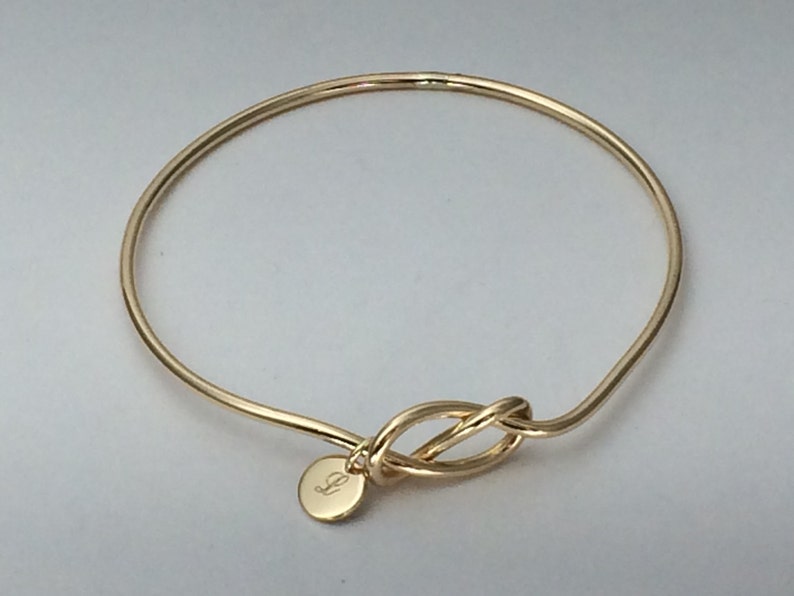 Infinity Knot Bangle Bracelet Engraved Charm Yellow or Rose - Etsy