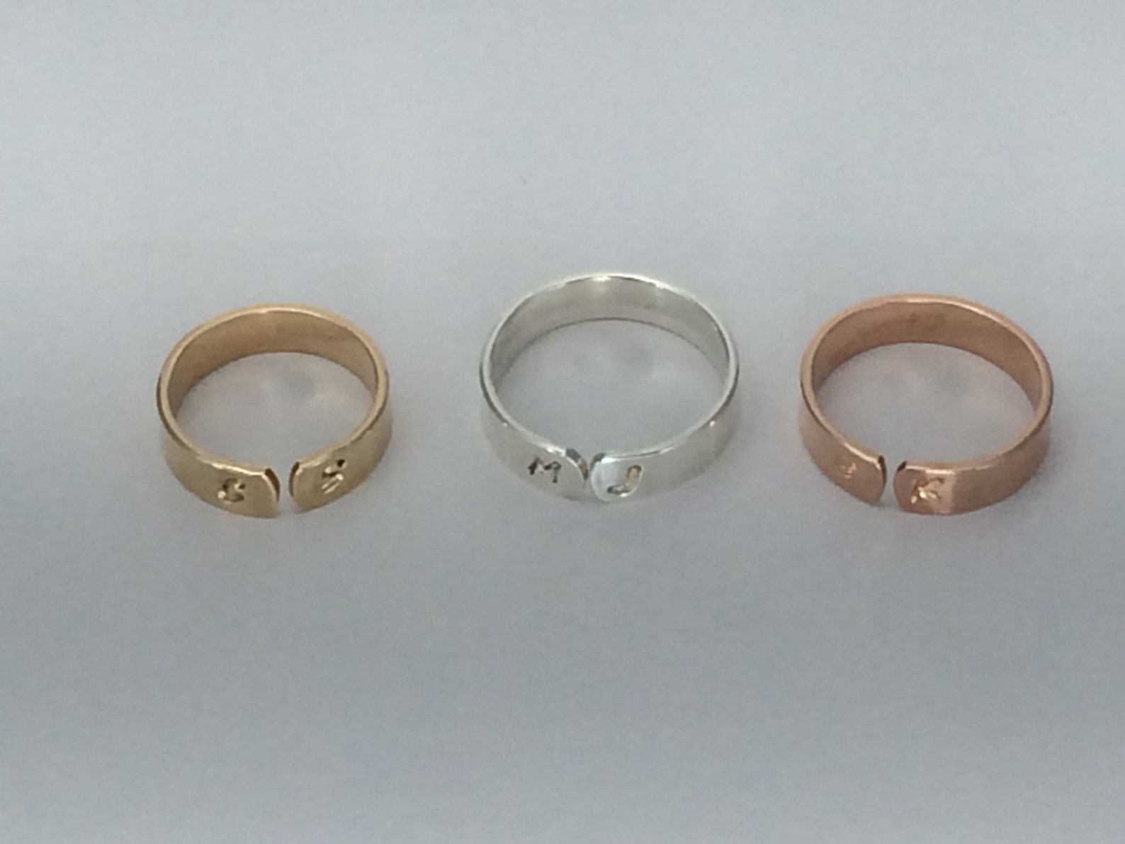 Handstamped Initial Ring, Wide Band Initial Ring, Thumb Ring, Argentium ...