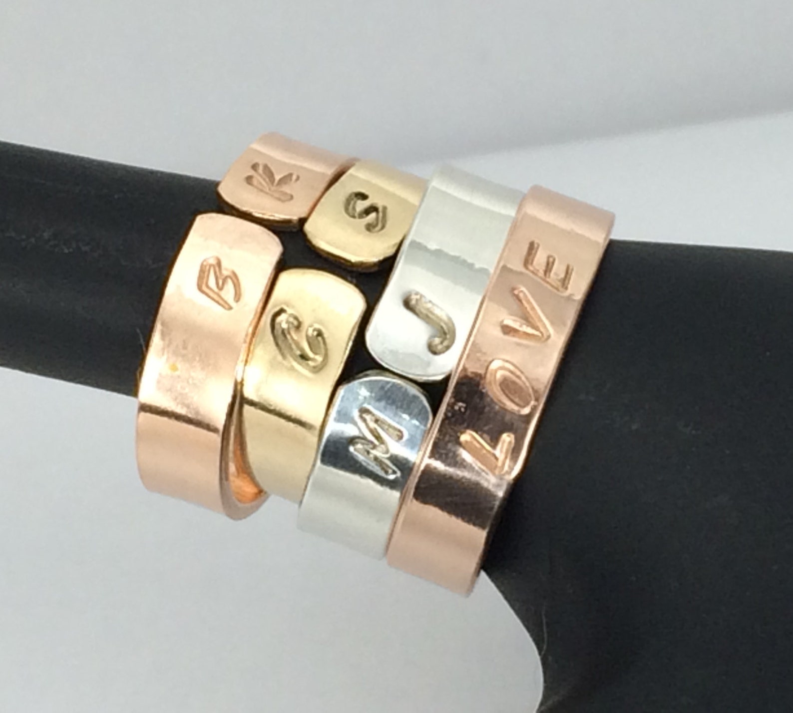 Handstamped Initial Ring, Wide Band Initial Ring, Thumb Ring, Argentium ...