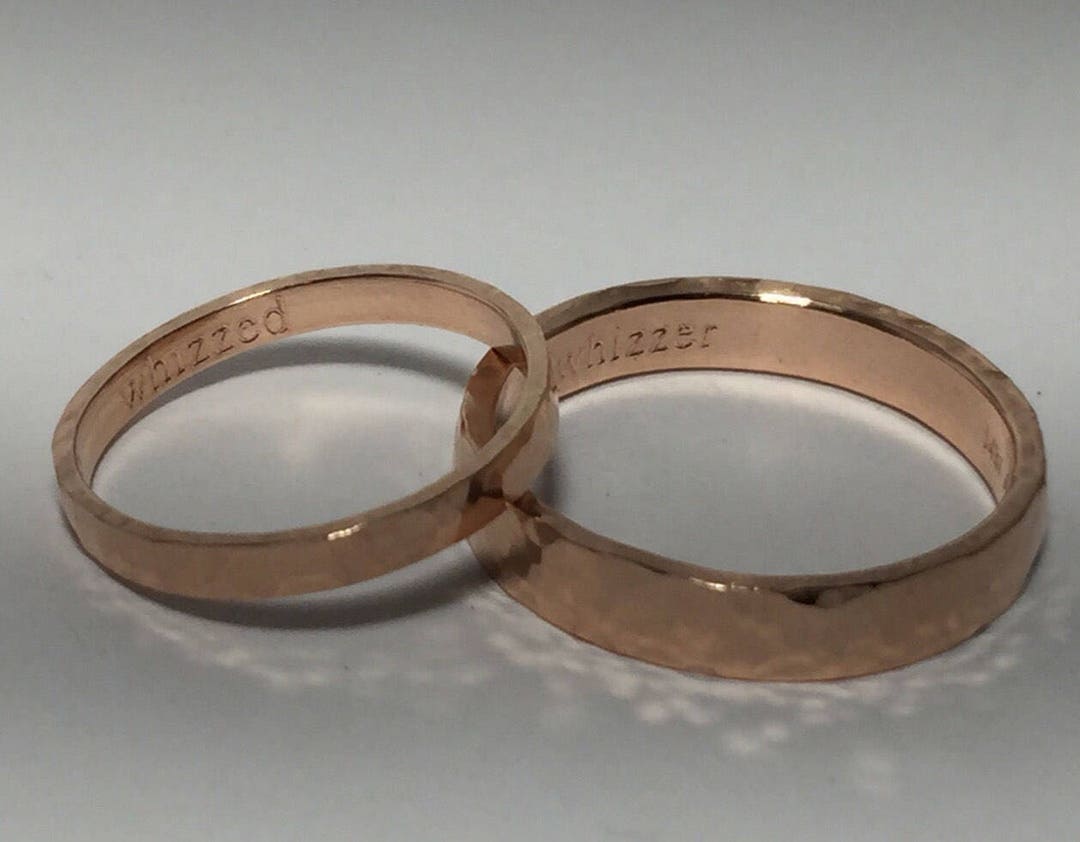 14kt Solid Rose Gold Wedding Ring Set His and Her, Solid Gold Bands ...