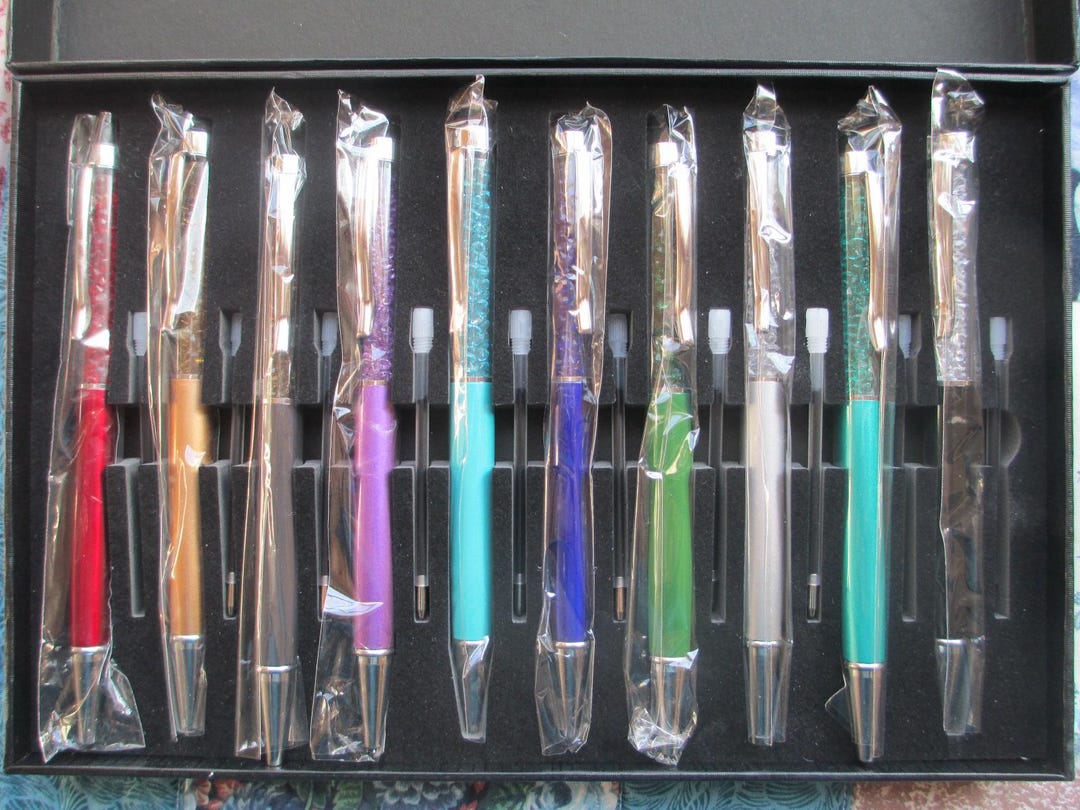 10 Crystal Ballpoint Pens, in Original Box With Refill Cartridges ...