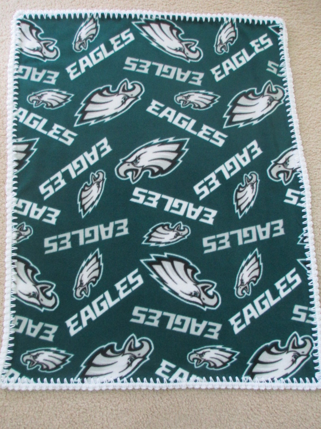 PHILADELPHIA EAGLES Baby Blanket, Fleece With Hand Crocheted Edging - Etsy