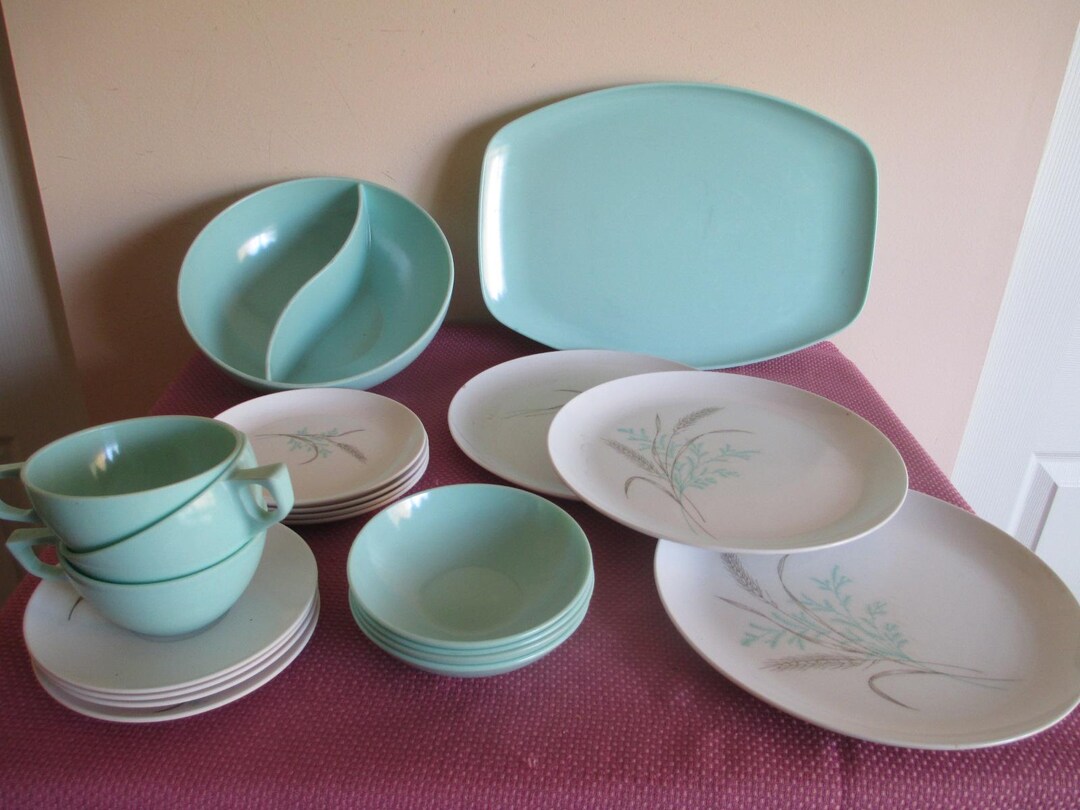 Windsor MELMAC Wheat Turquoise Pattern 1962, Sun Valley Aqua, 20 Piece ...