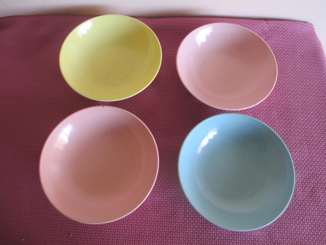 Windsor MELMAC SOUP CEREAL Bowls, Set of 4, Pink Blue Yellow, #412, - Etsy