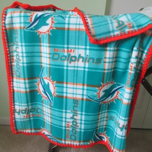 MIAMI DOLPHINS Baby Blanket, Fleece With Hand Crocheted Edging - Etsy