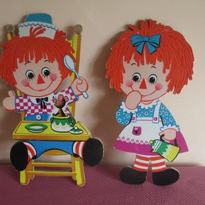 Vtg RAGGEDY ANN and ANDY Pressed Cardboard Wall Hangings, 1972 Bobbs ...