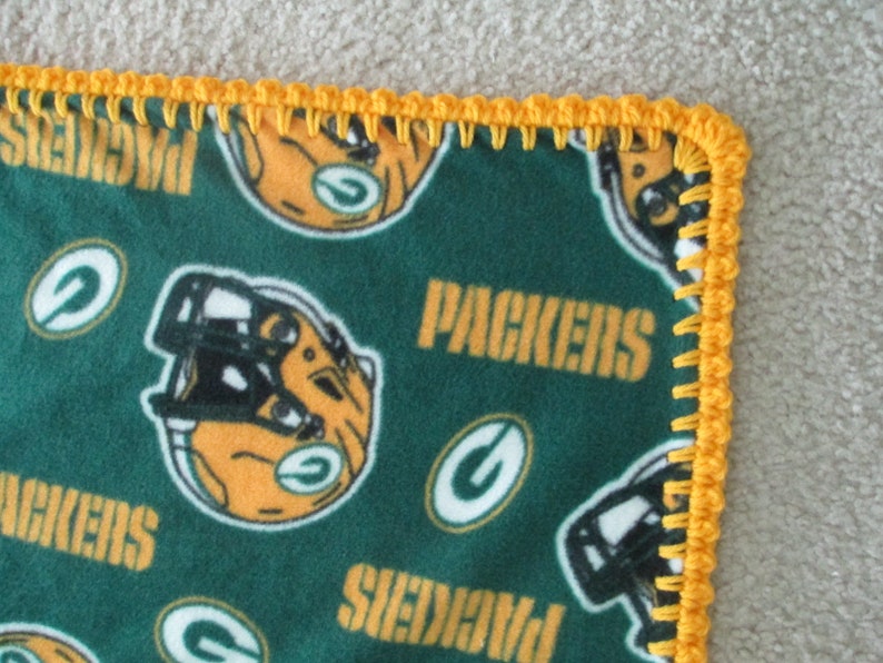 GREEN BAY PACKERS Baby Blanket, Fleece With Hand Crochet Edge - Etsy